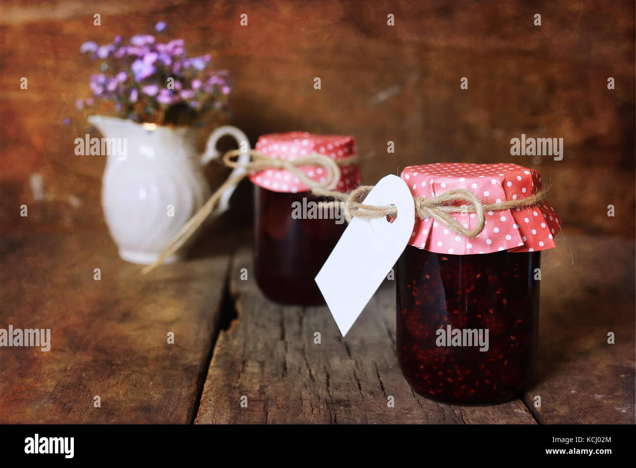 retro rustic homemade jam jar Stock Photo - Alamy