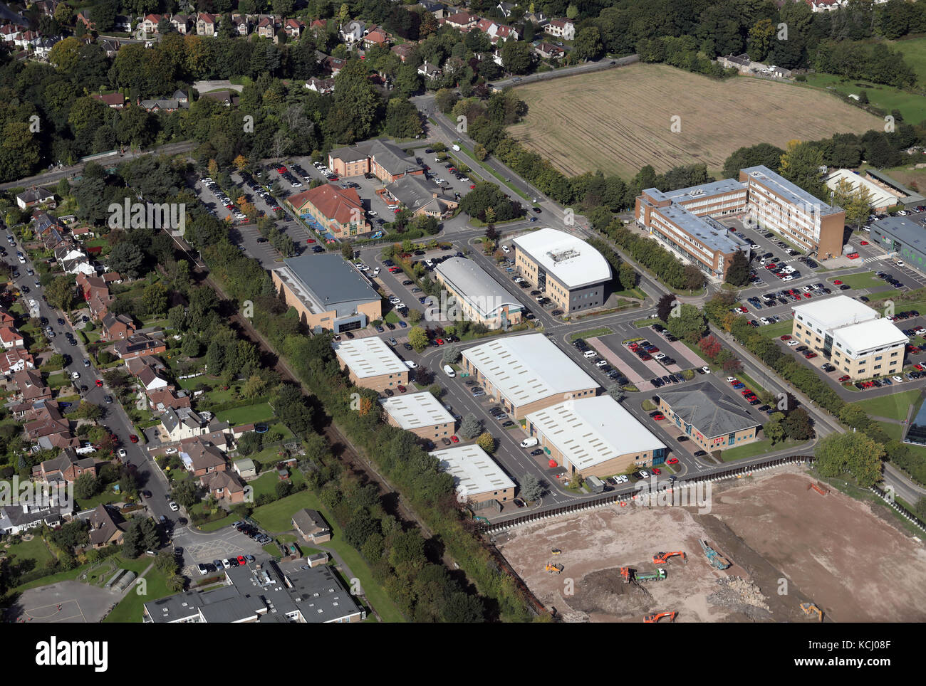 aerial view of Hornbeam Park & Harrogate College, North Yorkshire, UK ...