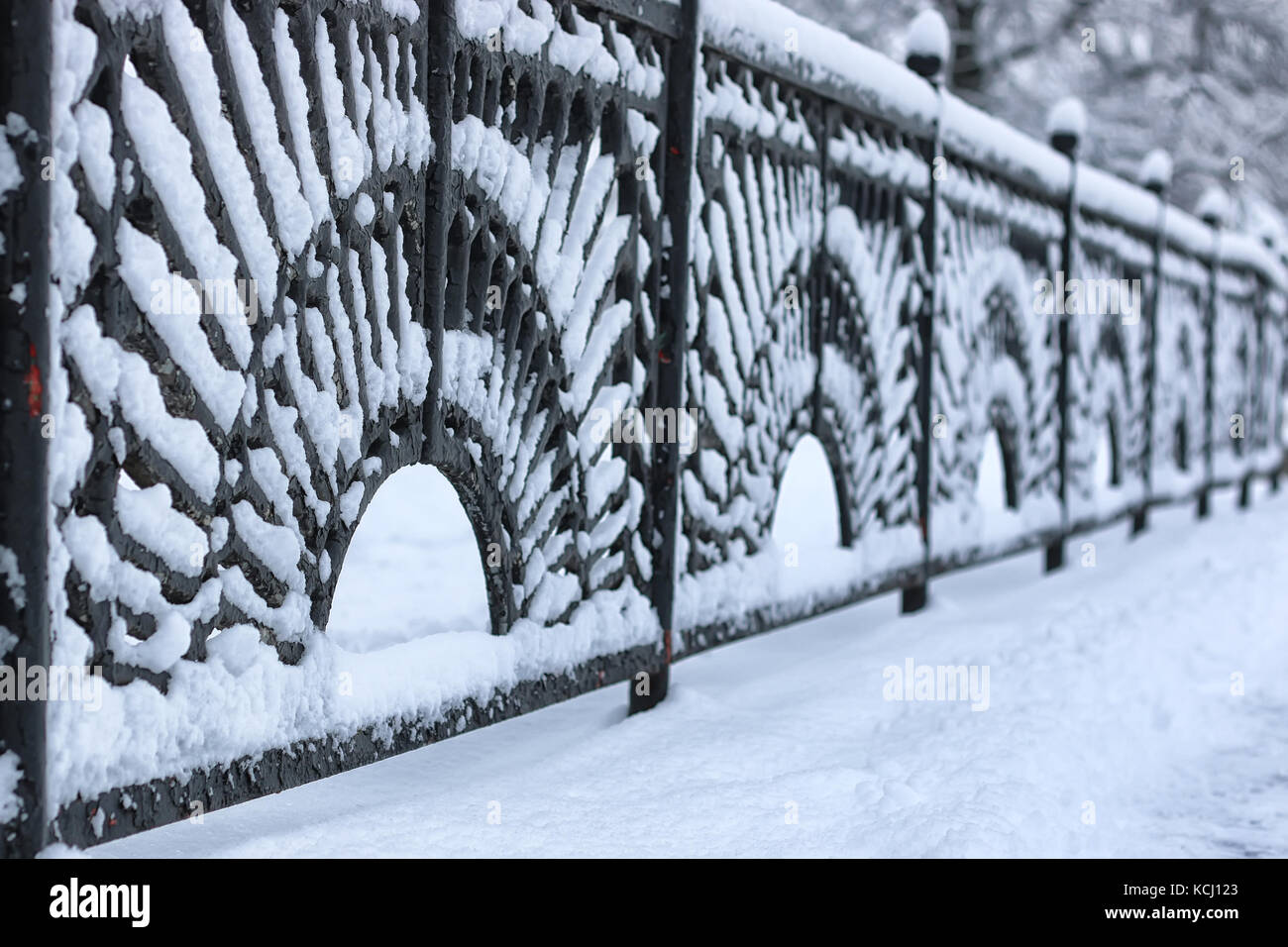 winter wrought fence gates Stock Photo - Alamy