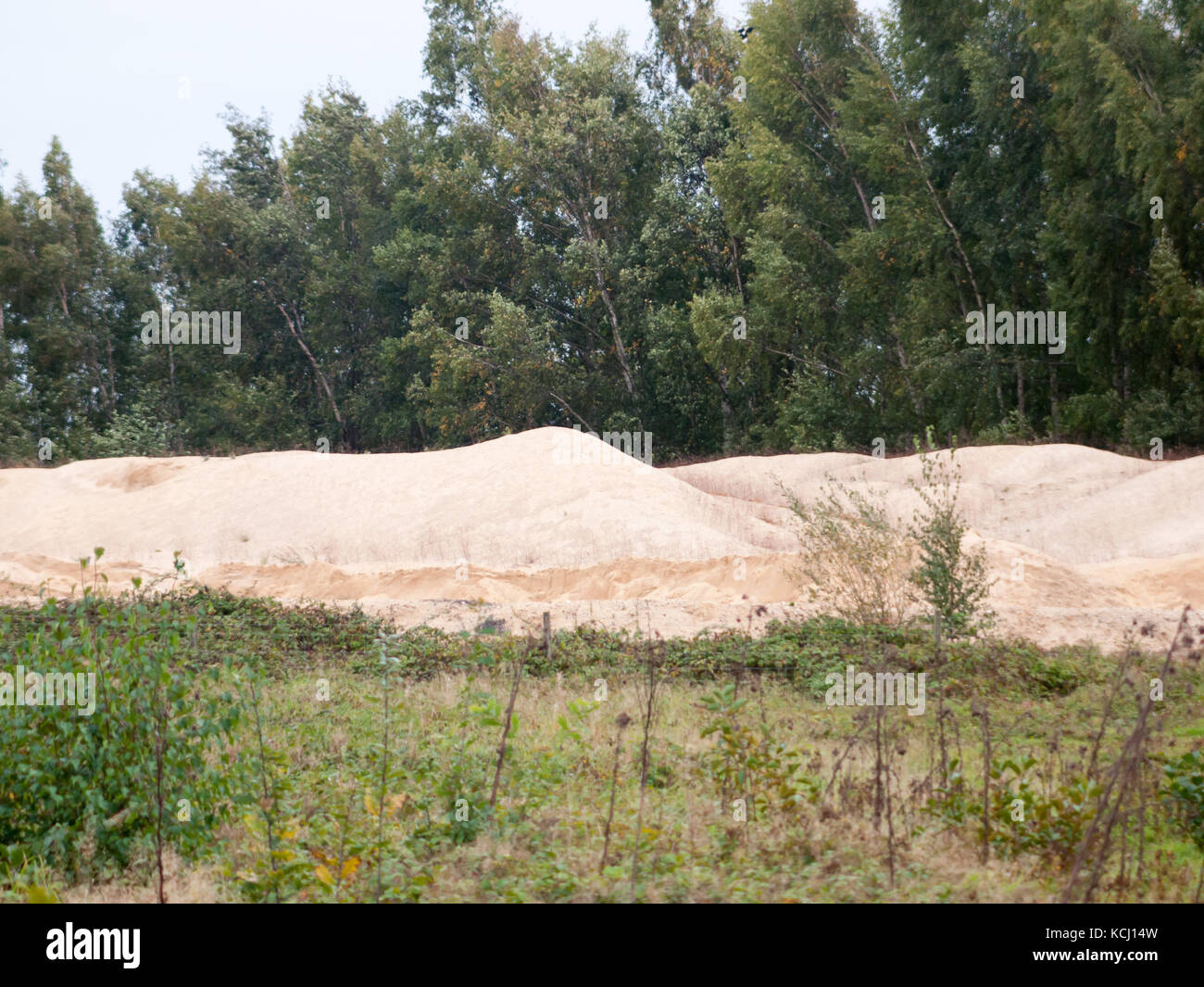 mound pile of sand at construction material quarry ;essex; england; uk ...