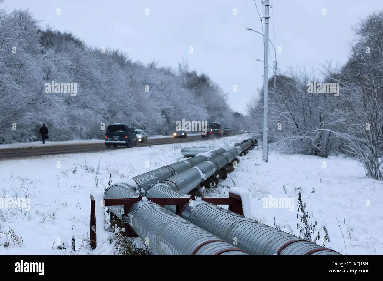 winter gas pipeline Stock Photo - Alamy