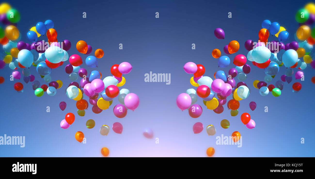 Colorful Balloons flying in the sky party Stock Photo - Alamy