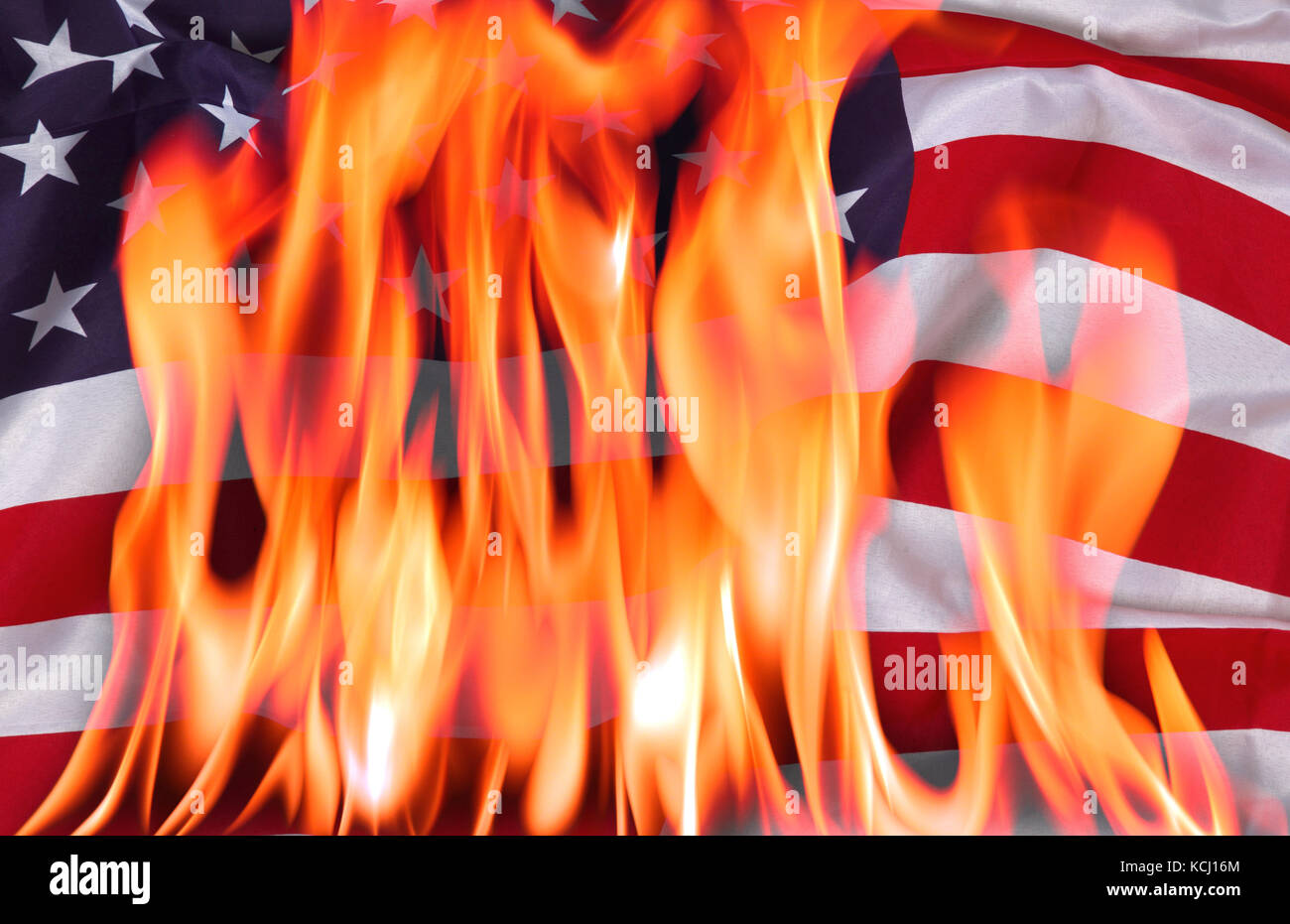 Burning American flag Stock Photo - Alamy