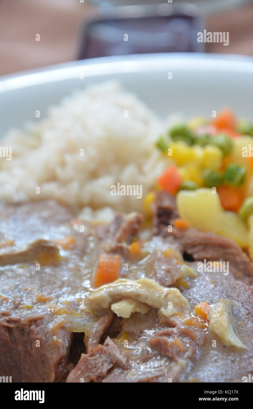 picture of a delicious gourmet food ,meat with garnish Stock Photo - Alamy