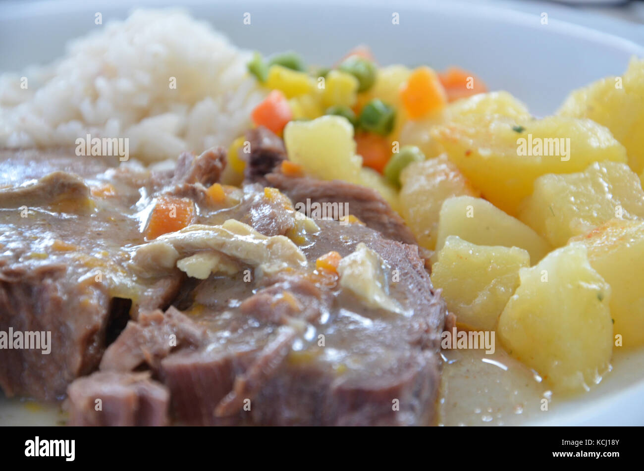 picture of a delicious gourmet food ,meat with garnish Stock Photo - Alamy