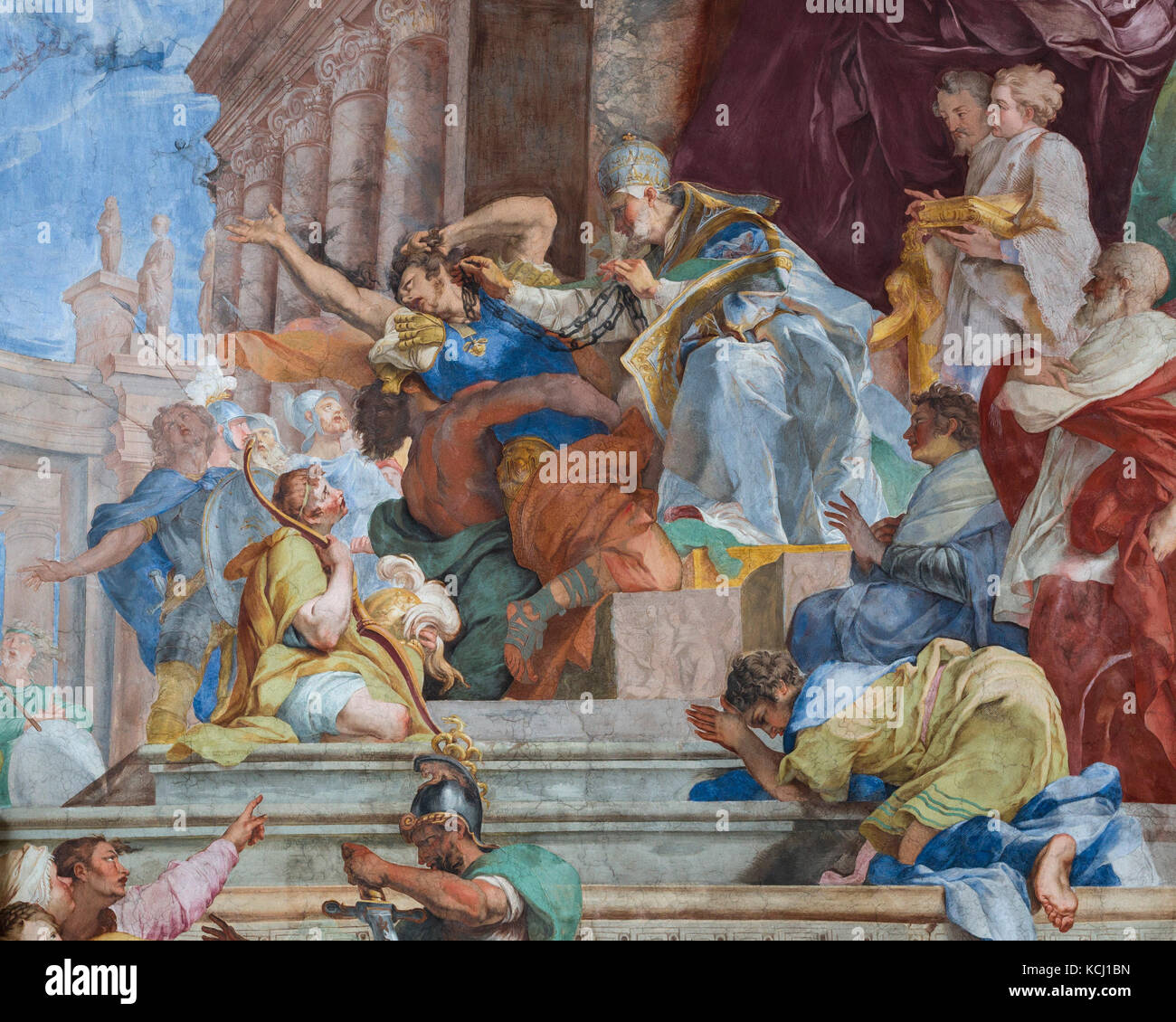 Rome. Italy. The Miracle of the Chains (detail), ceiling fresco by ...