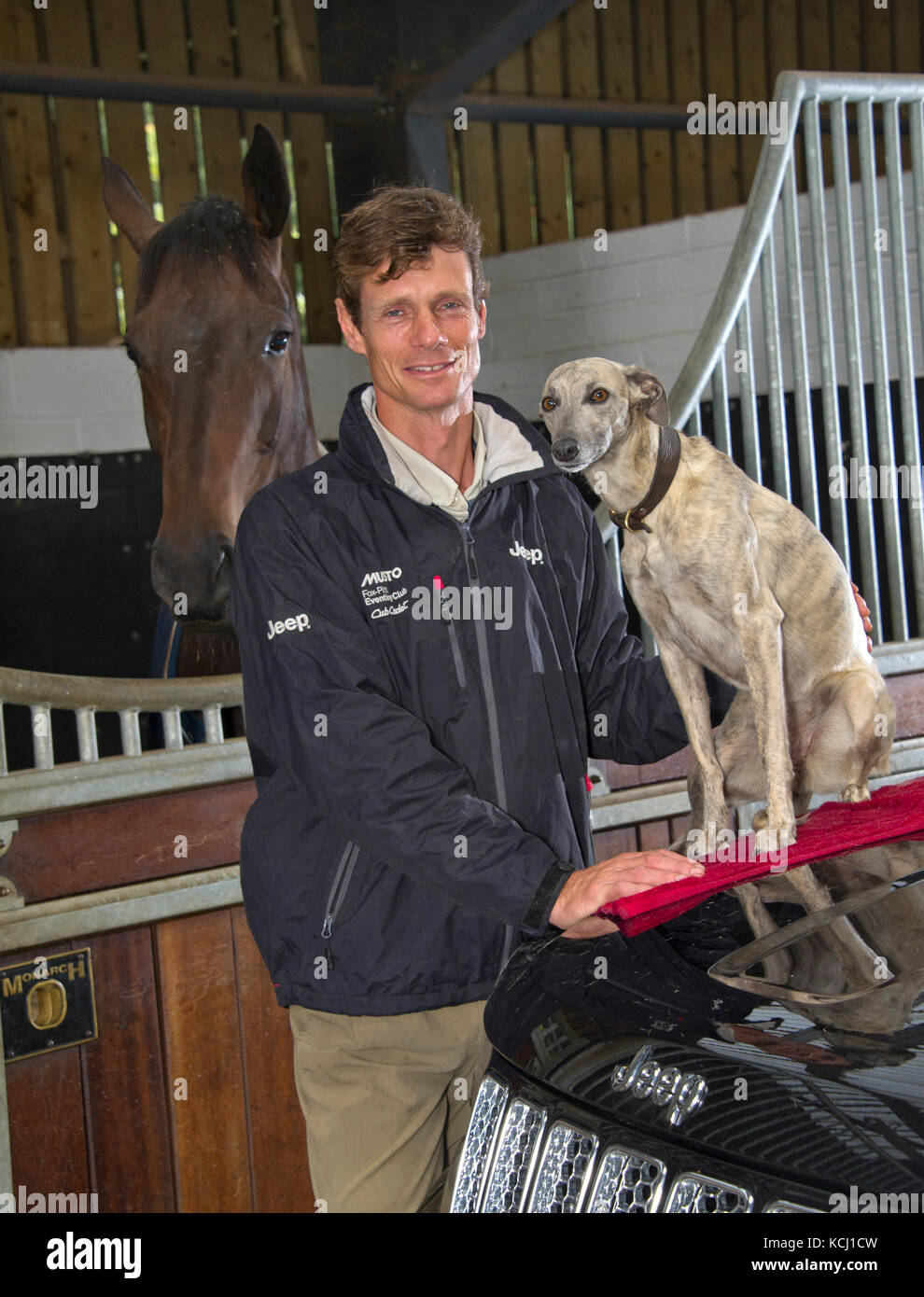 Equestrian William Fox-Pitt with his dog 'Poppy' Stock Photo - Alamy