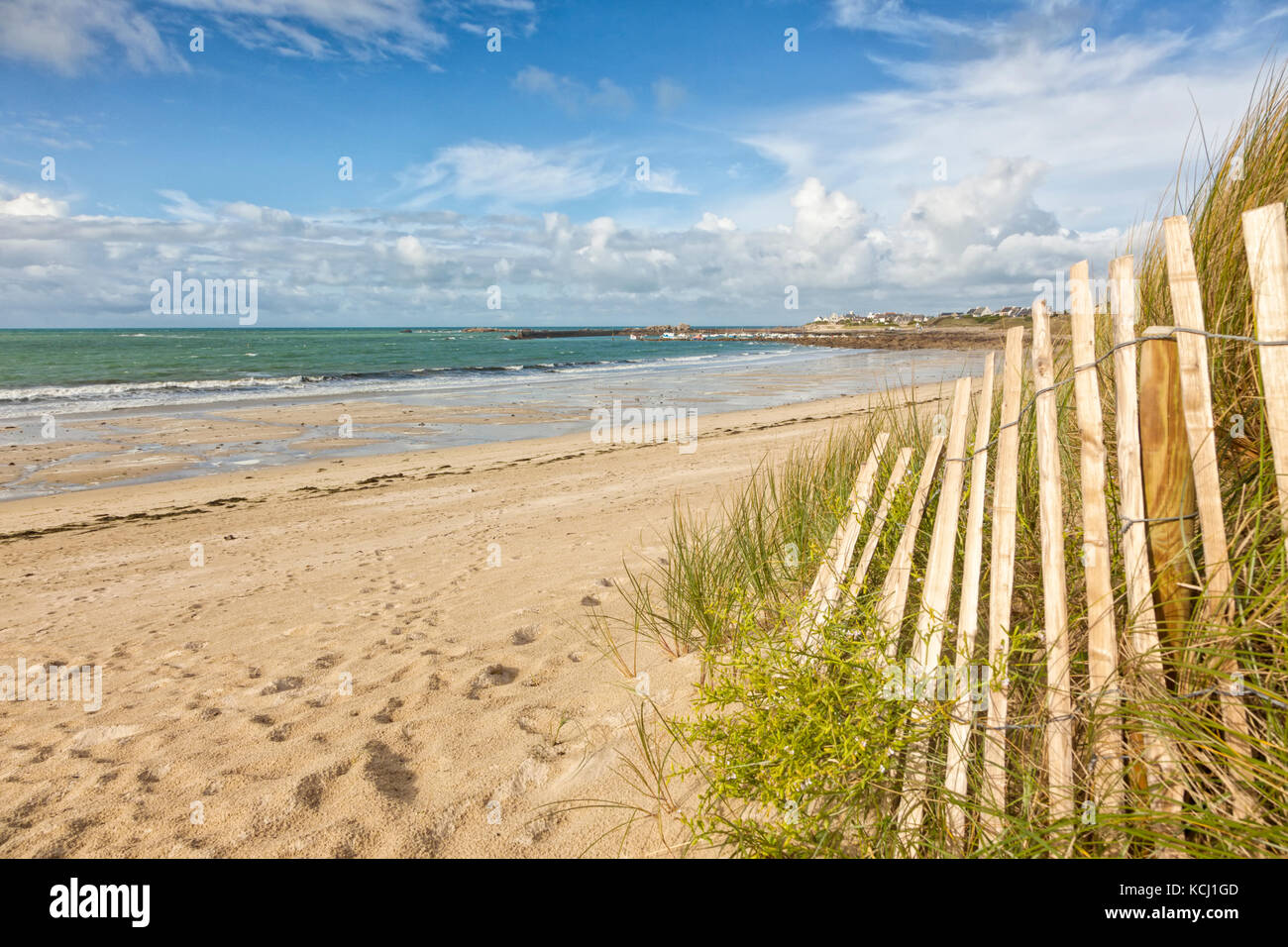 Beach and fishing harbor of Porz Meur, Plouescat, Finistere, Brittany ...
