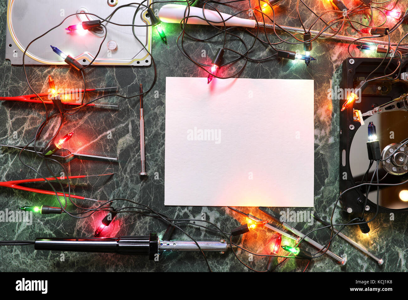 clean sheet of paper on desktop with tools Stock Photo - Alamy