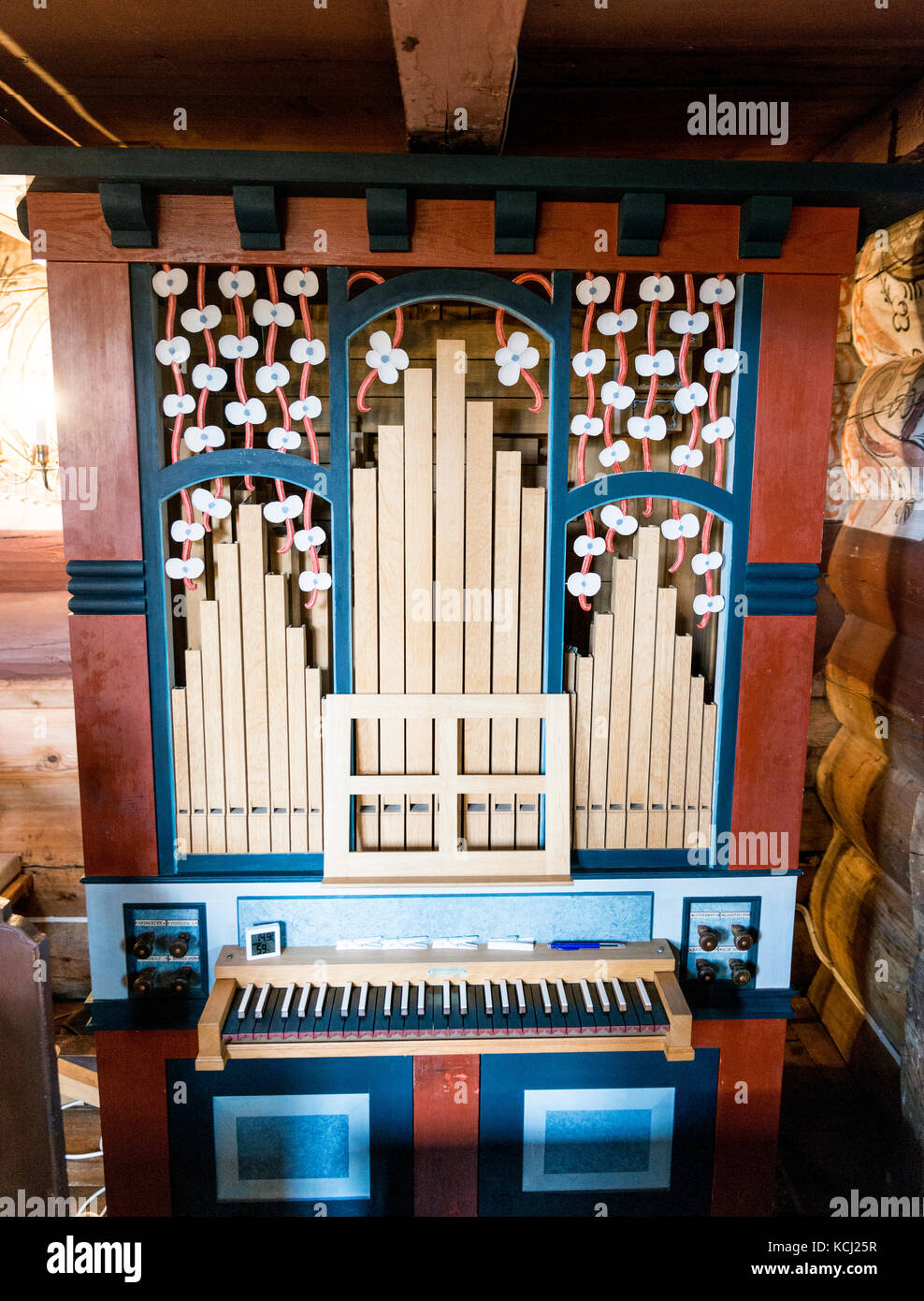 old wooden organ in church in bykle Stock Photo - Alamy