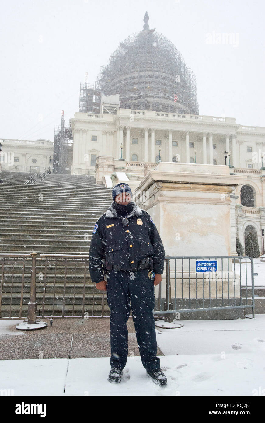 Officer Keith Atkins of the United States Capitol Police stands guard ...