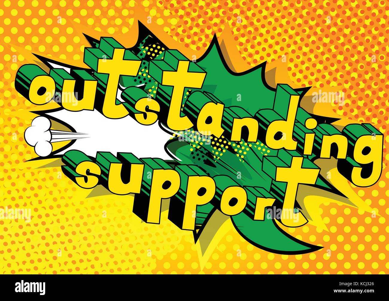 Outstanding Support - Comic book style word on abstract background ...