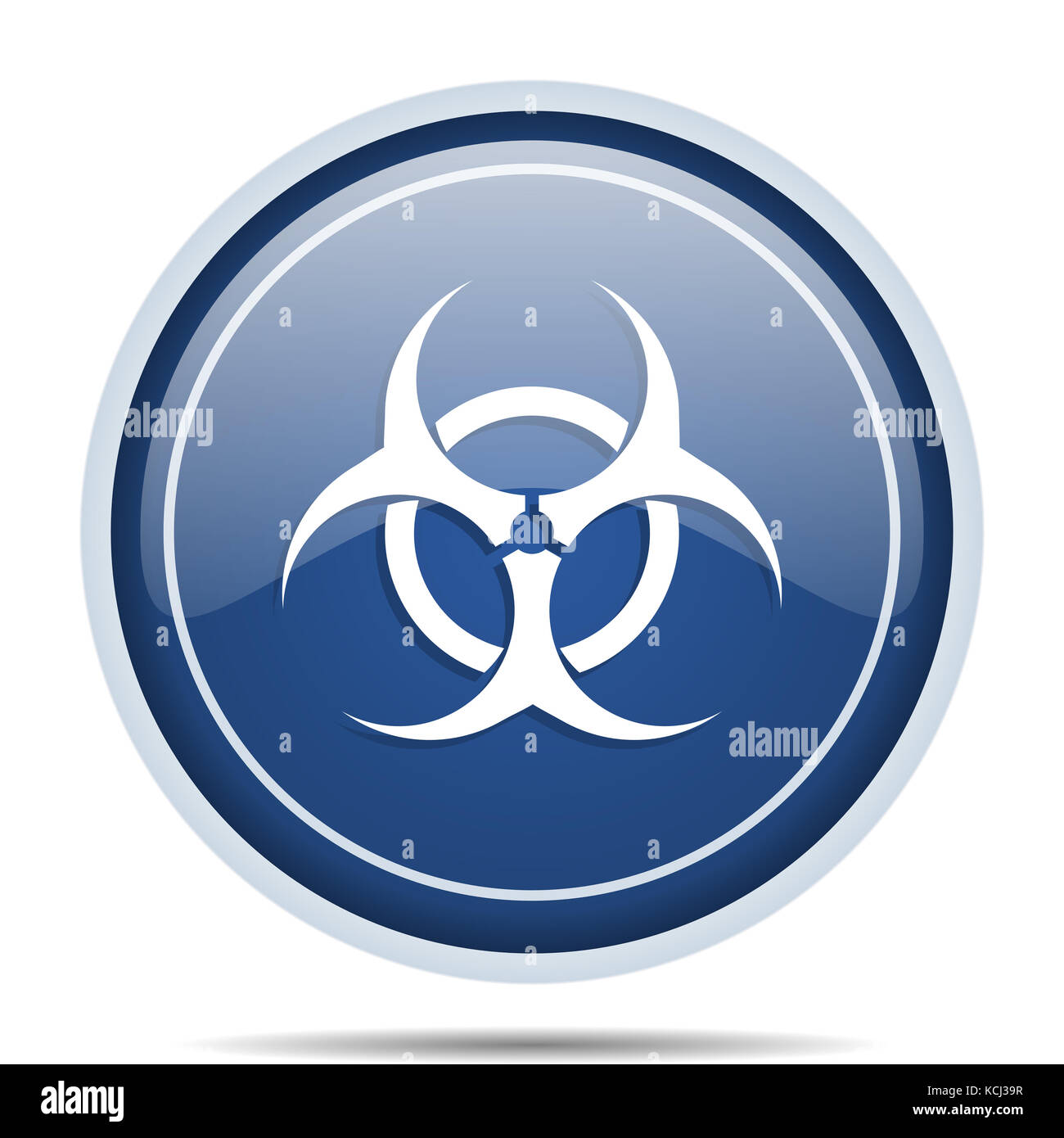 Biohazard blue round web icon. Circle isolated internet button for ...