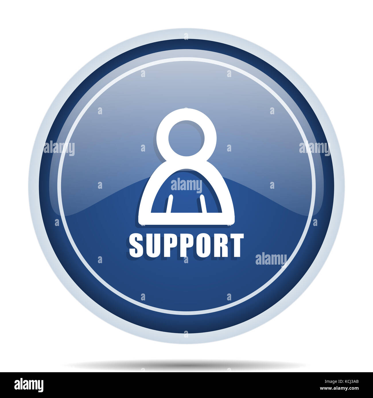 Support blue round web icon. Circle isolated internet button for ...