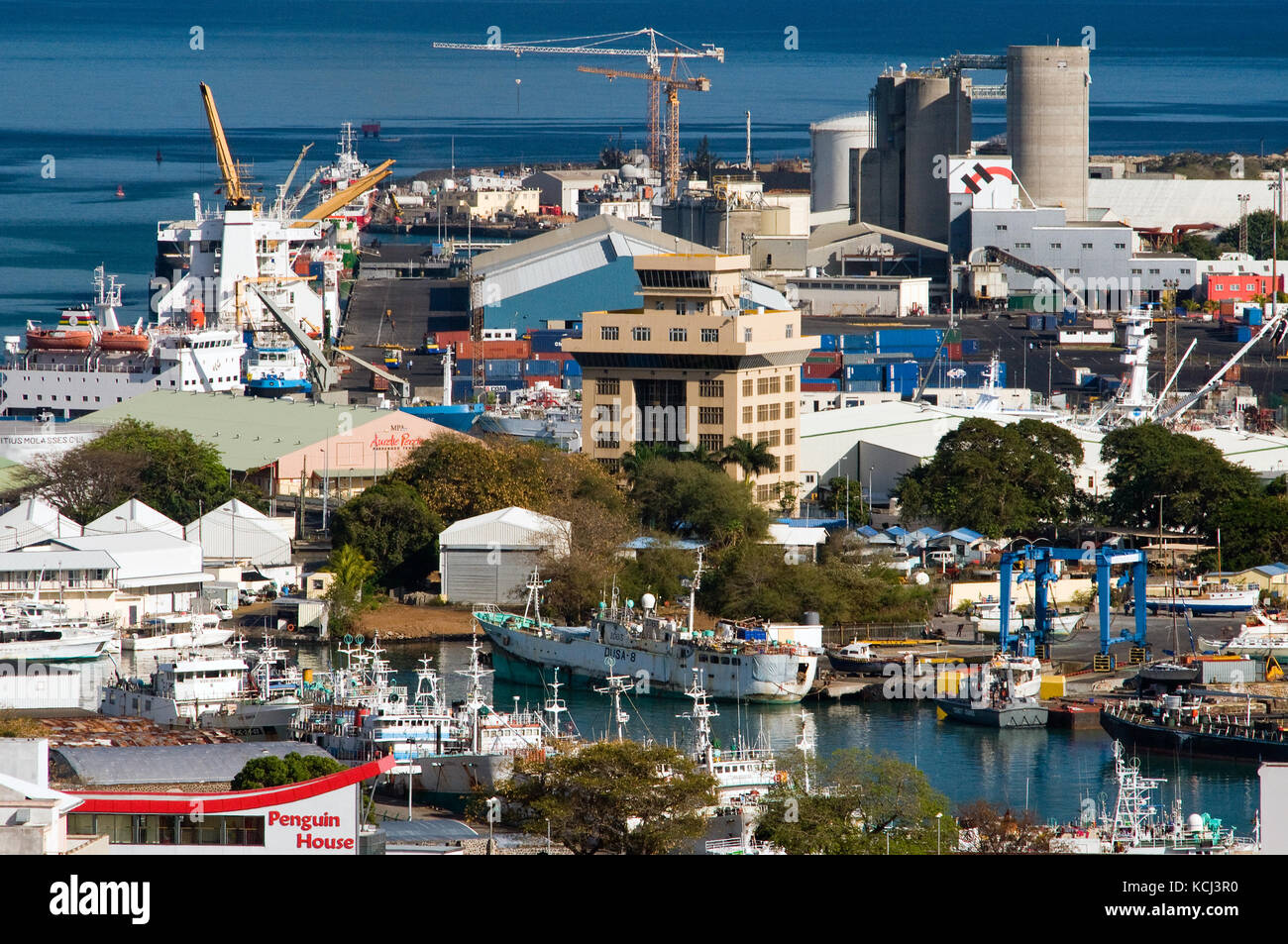 city and port view from fort adelaide, Port Louis, Mauritius Stock ...