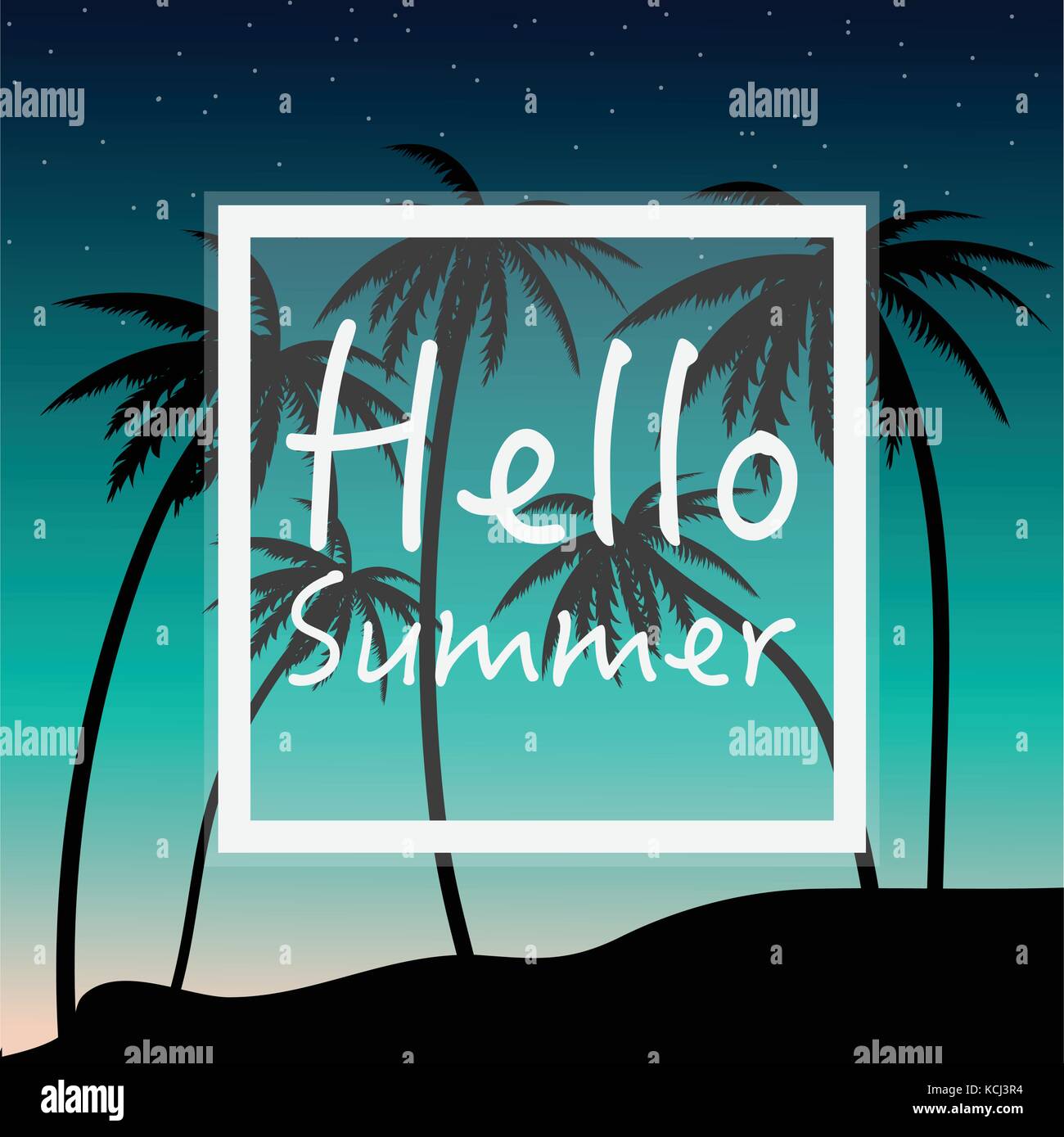 Hello Summer wallpaper with palm trees and sunset Stock Vector Image ...