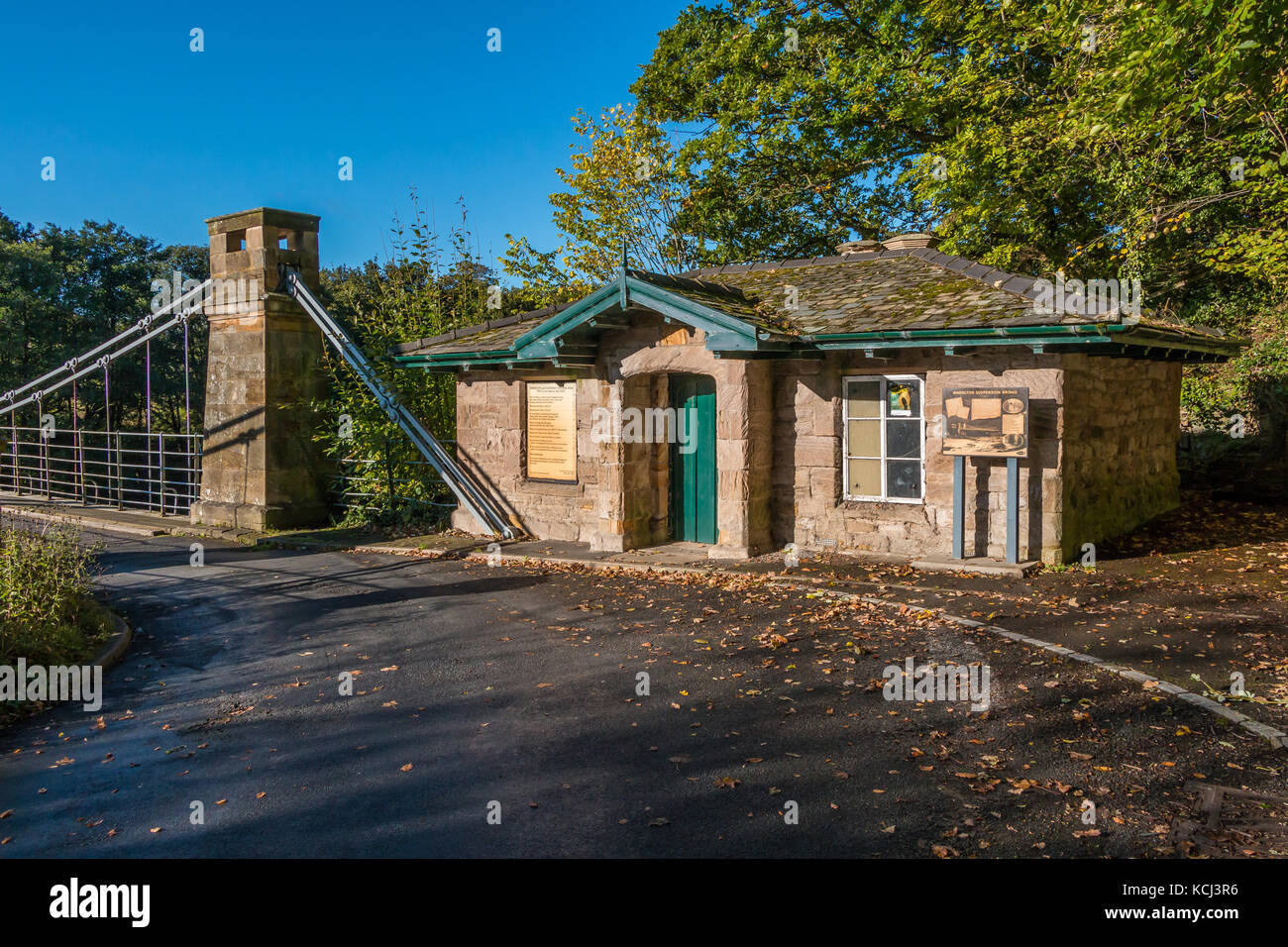 The old 19th century toll house at Whorlton Bridge over the river Tees ...