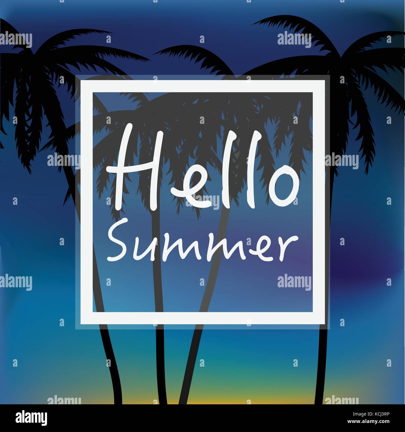 Hello Summer wallpaper with palm trees and sunset Stock Vector Image ...
