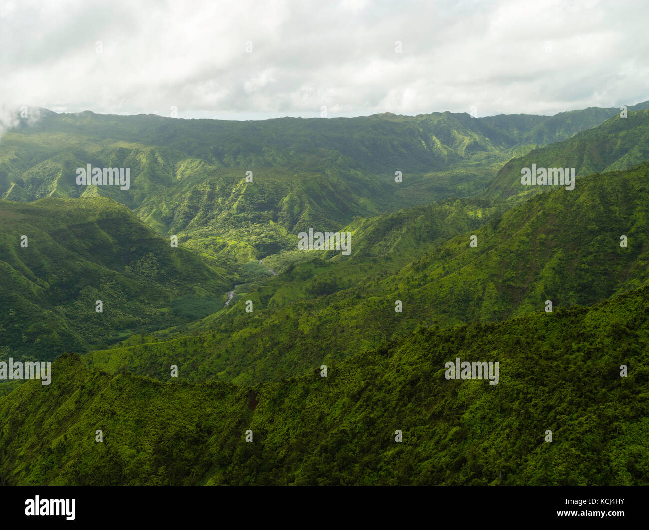 Aerial view of Kauai, Hawaii on a cloudy day Stock Photo - Alamy