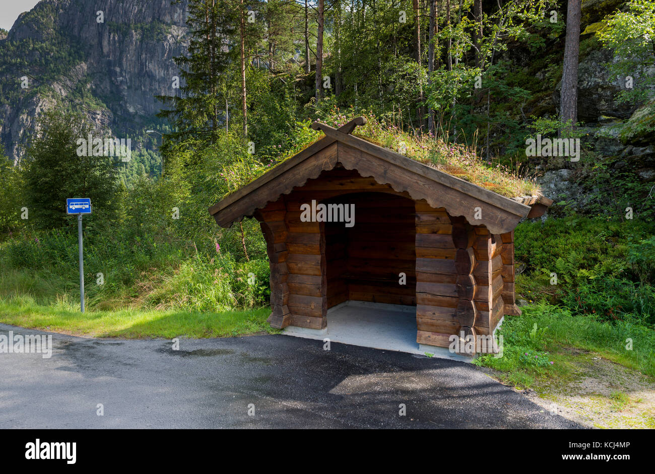 traditional bus stop in Norway Stock Photo - Alamy