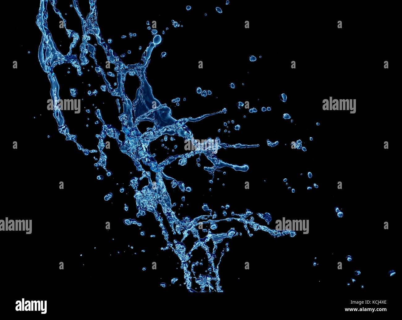 blue water splash on a black background Stock Photo - Alamy