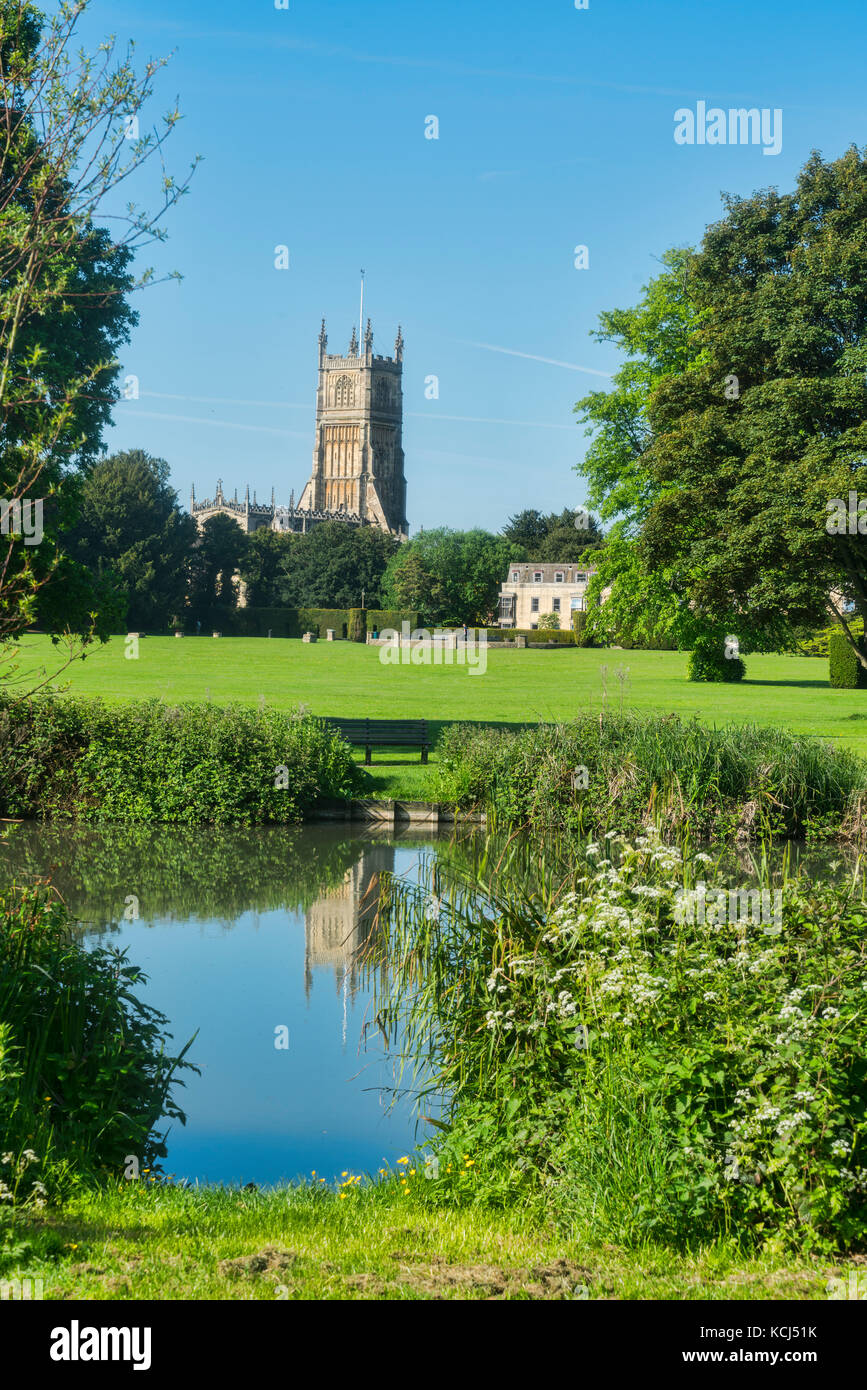 Cirencester; Abbey, Abbey grounds park, river Chum, Gloucestershire; UK ...