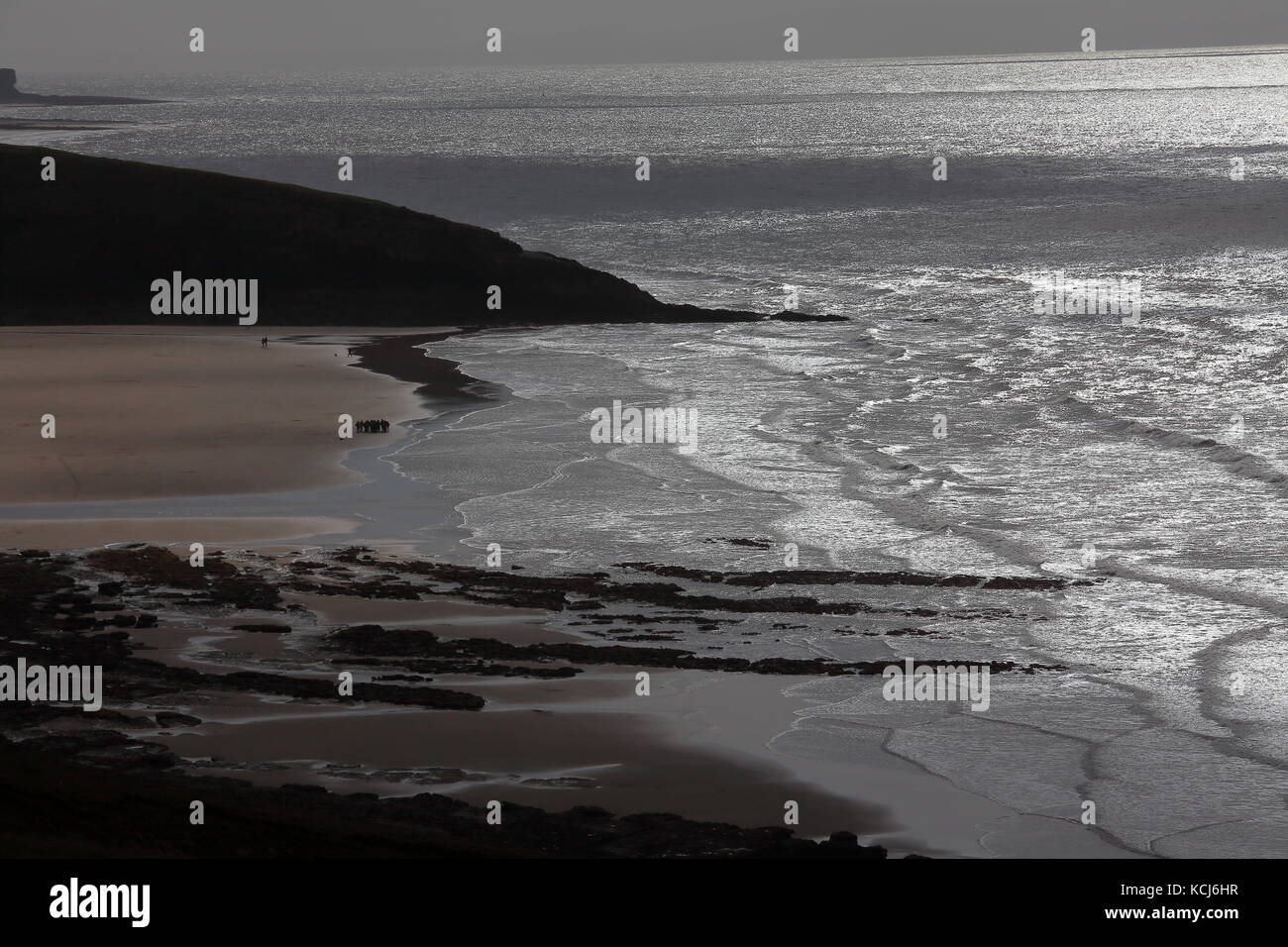 Dunraven bay near the village of Southerndown with the tide right out ...