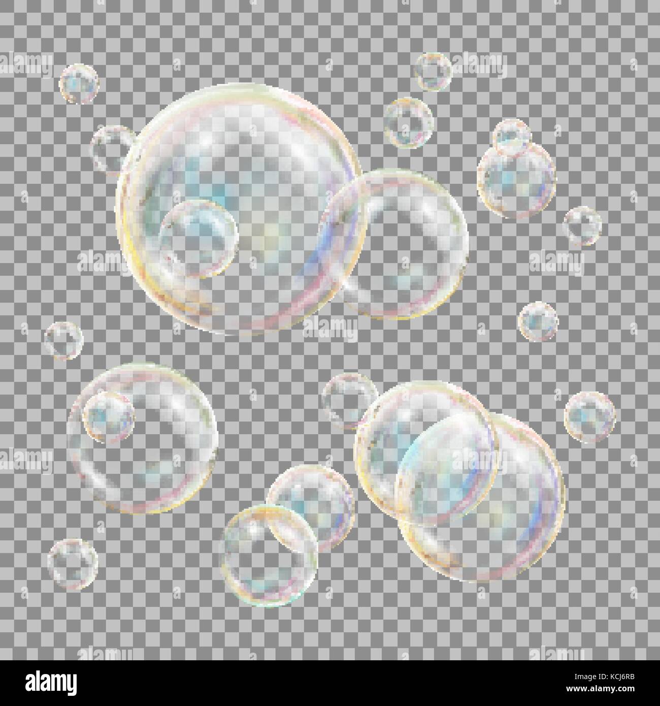 3D Soap Bubbles Transparent Vector. Sphere Ball. Water And Foam Design ...