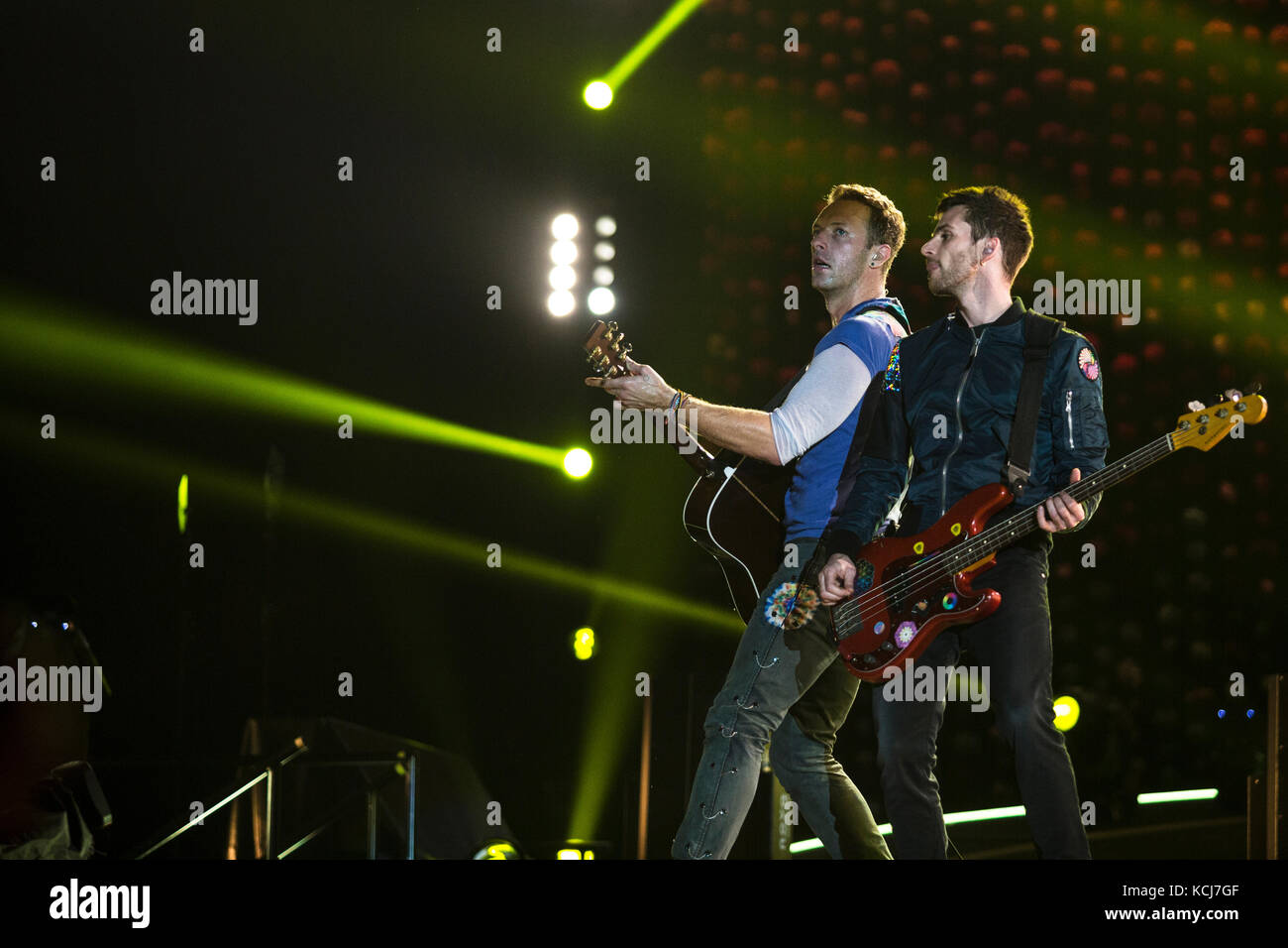 The British rock band Coldplay performs a live concert at Telia Parken ...