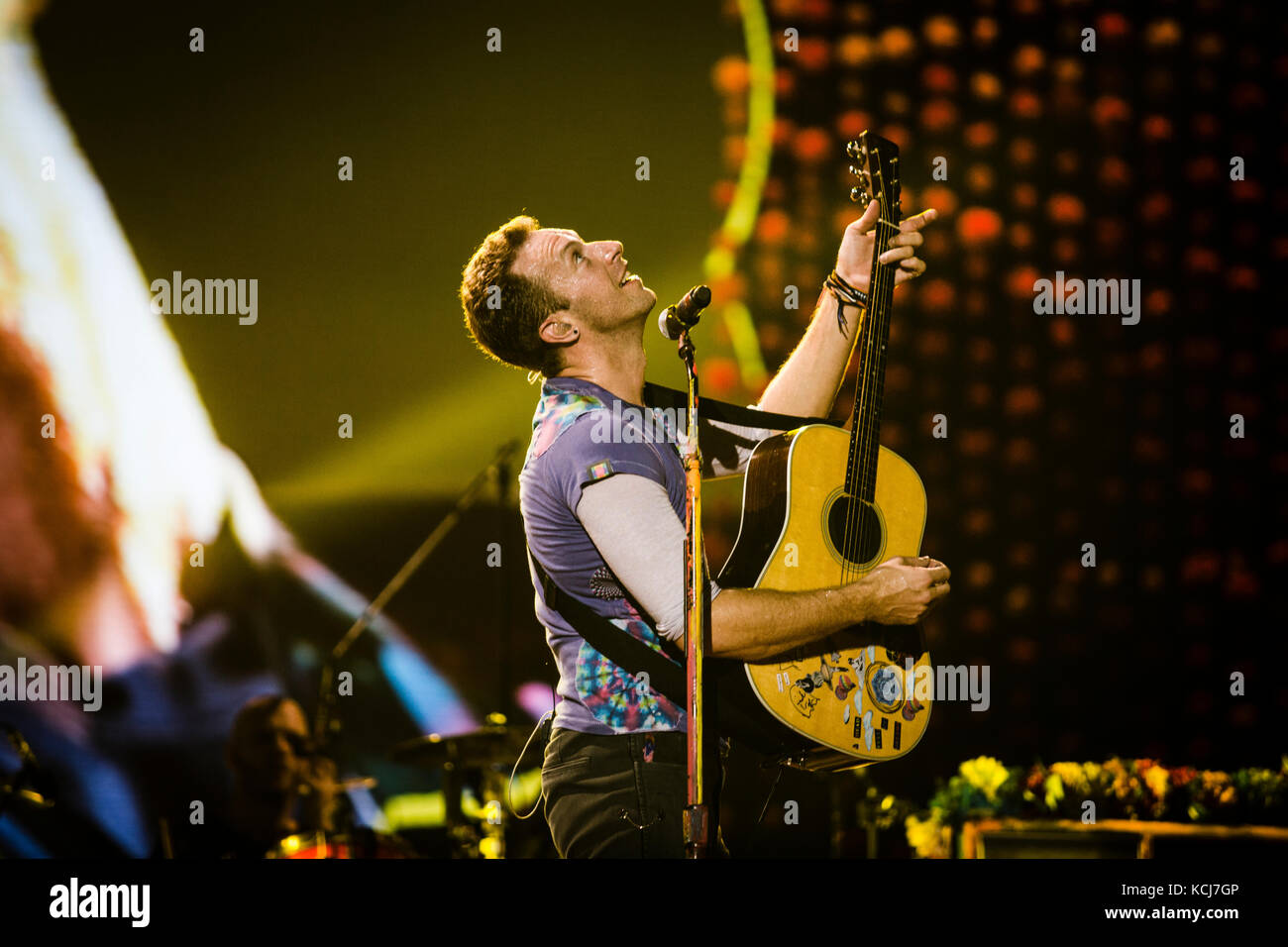 The British rock band Coldplay performs a live concert at Telia Parken ...