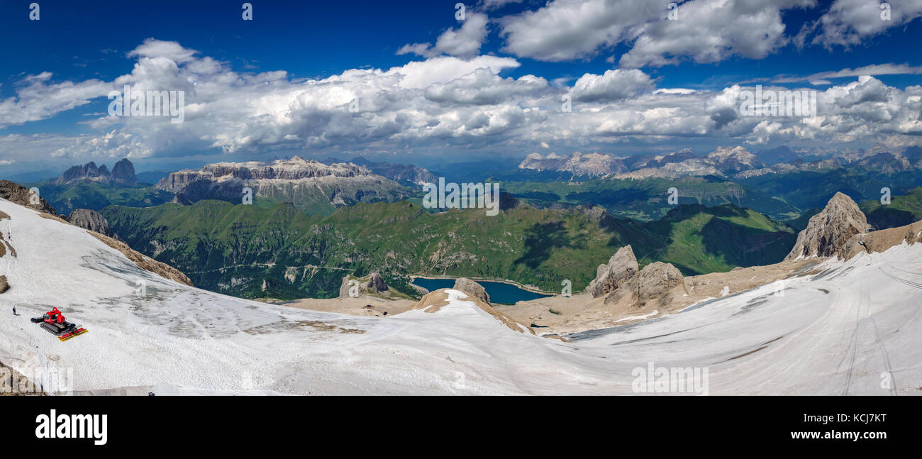 Huge panorama of dolomite mountains from marmolada viewpoint Stock ...