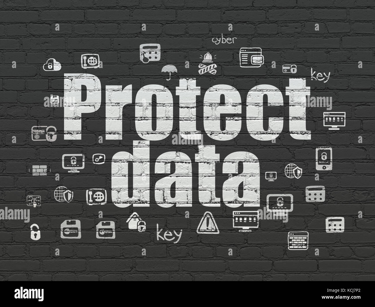 Privacy concept: Protect Data on wall background Stock Photo - Alamy