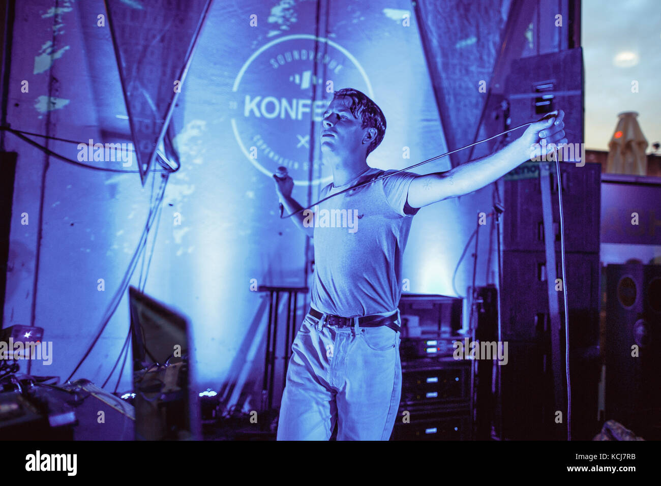 The Danish synthpop band First Hate performs a live concert at Papirøen ...