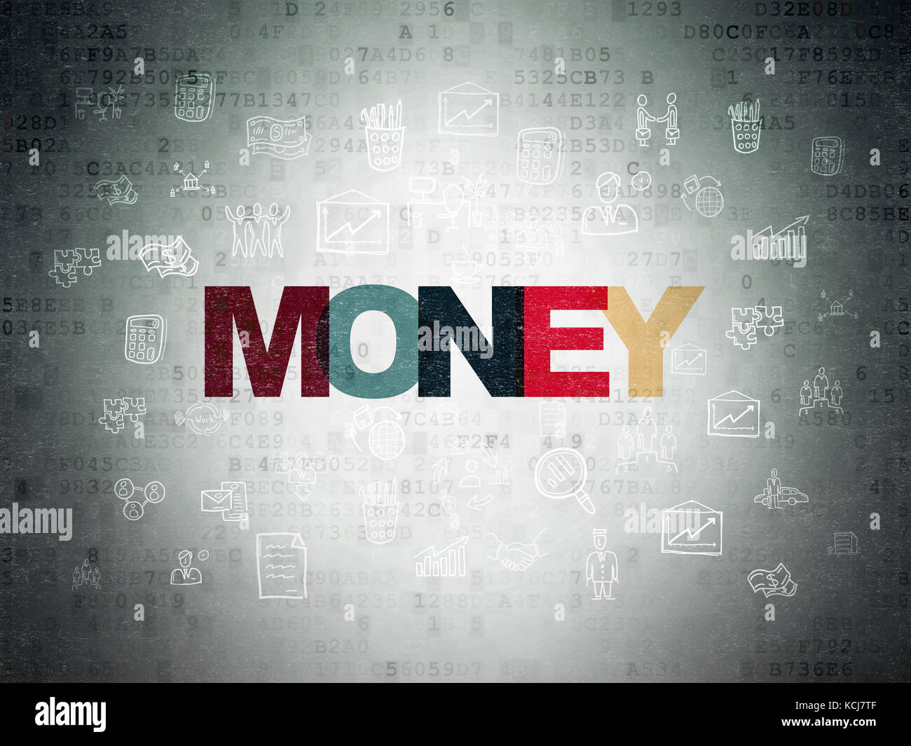 Business concept: Money on Digital Data Paper background Stock Photo ...