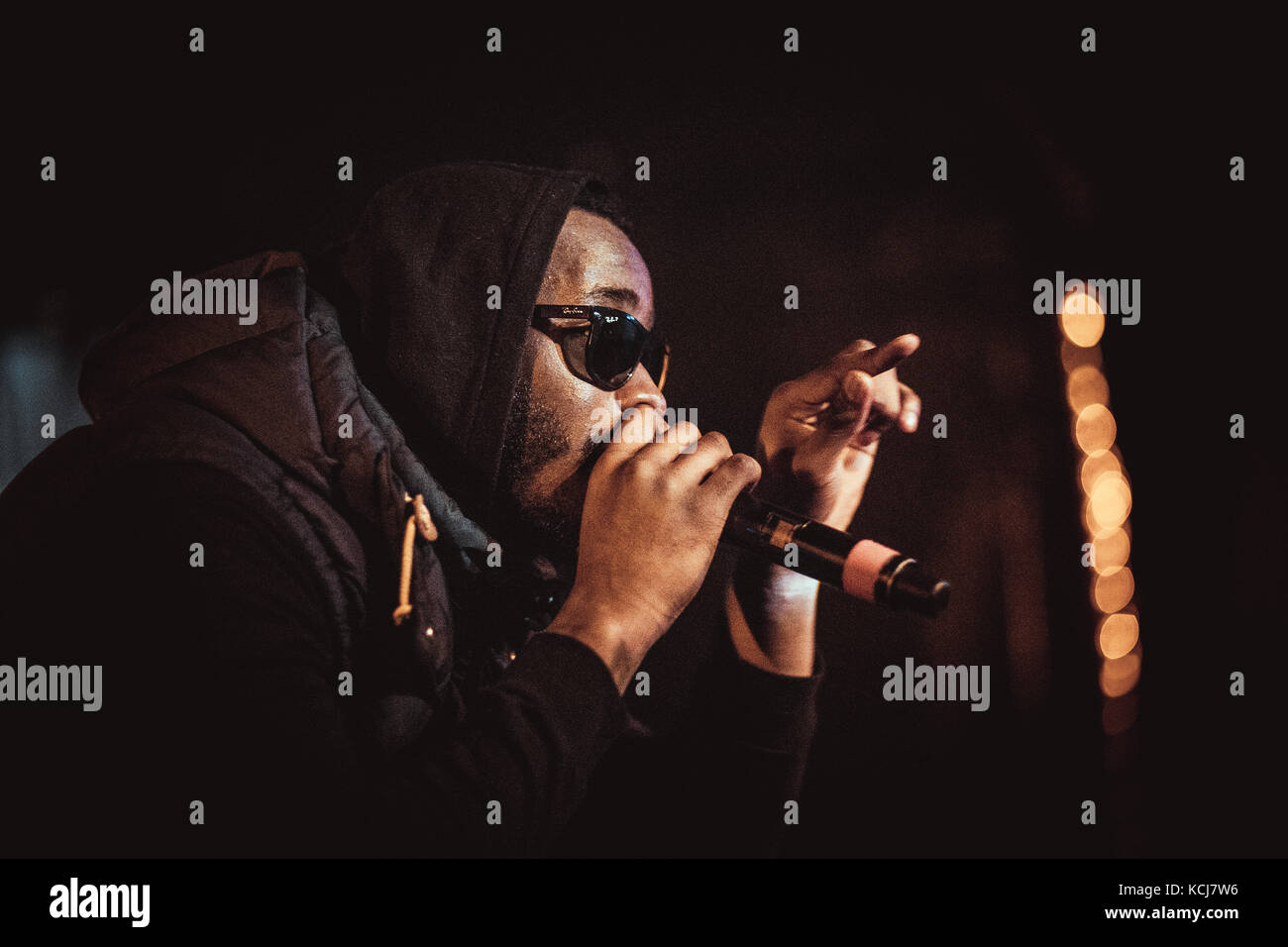 The Swedish rapper Gee Dixon performs a live concert at Pumpehuset in ...