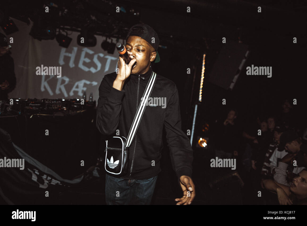 The English grime rapper and lyricist Ice Kid performs a live concert ...