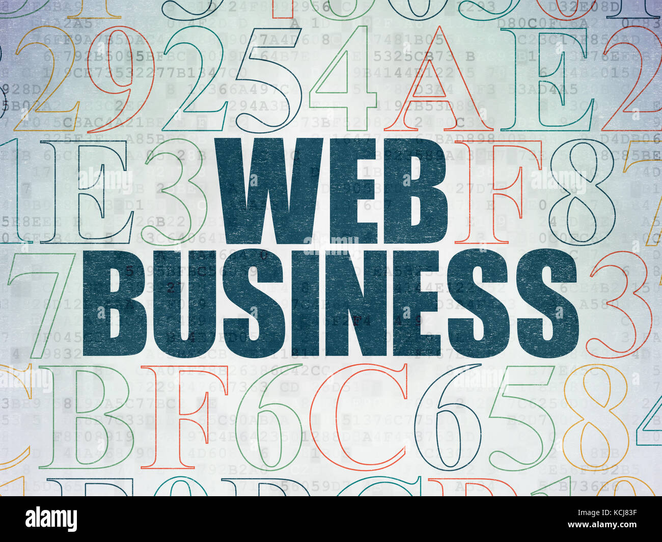 Web development concept: Web Business on Digital Data Paper background ...