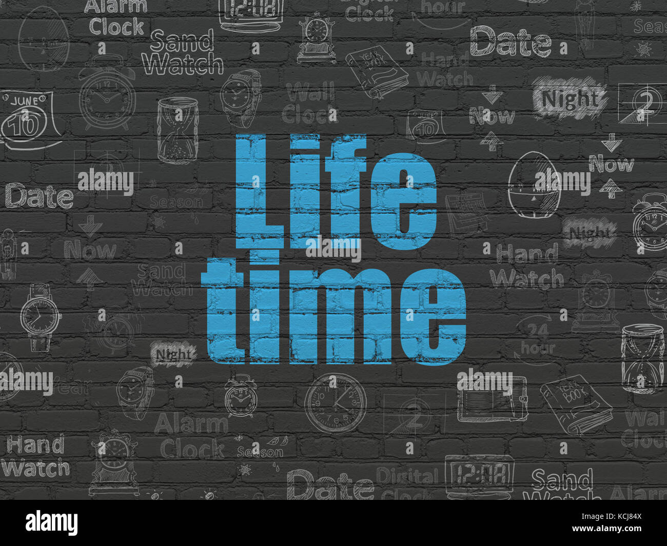 Timeline concept: Life Time on wall background Stock Photo - Alamy