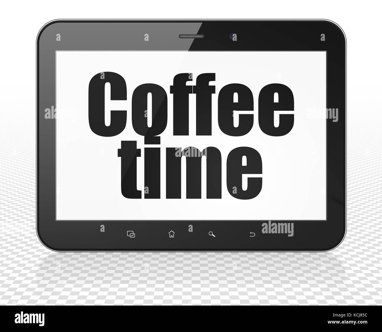 Timeline concept: Tablet Pc Computer with Coffee Time on display Stock ...