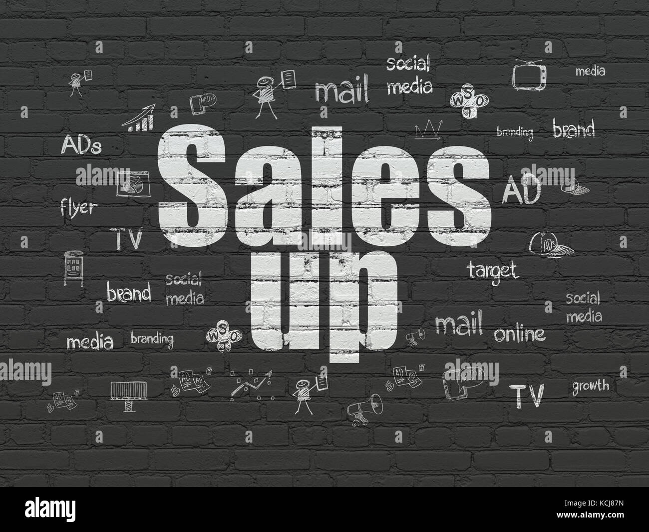 Marketing concept: Sales Up on wall background Stock Photo - Alamy