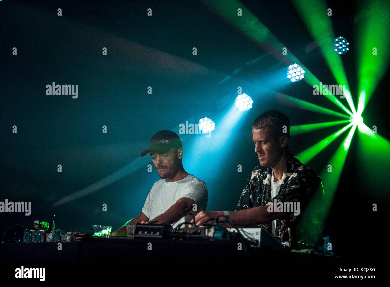 The Danish techno duo Kenton Slash Demon performs a live DJ-set at the ...