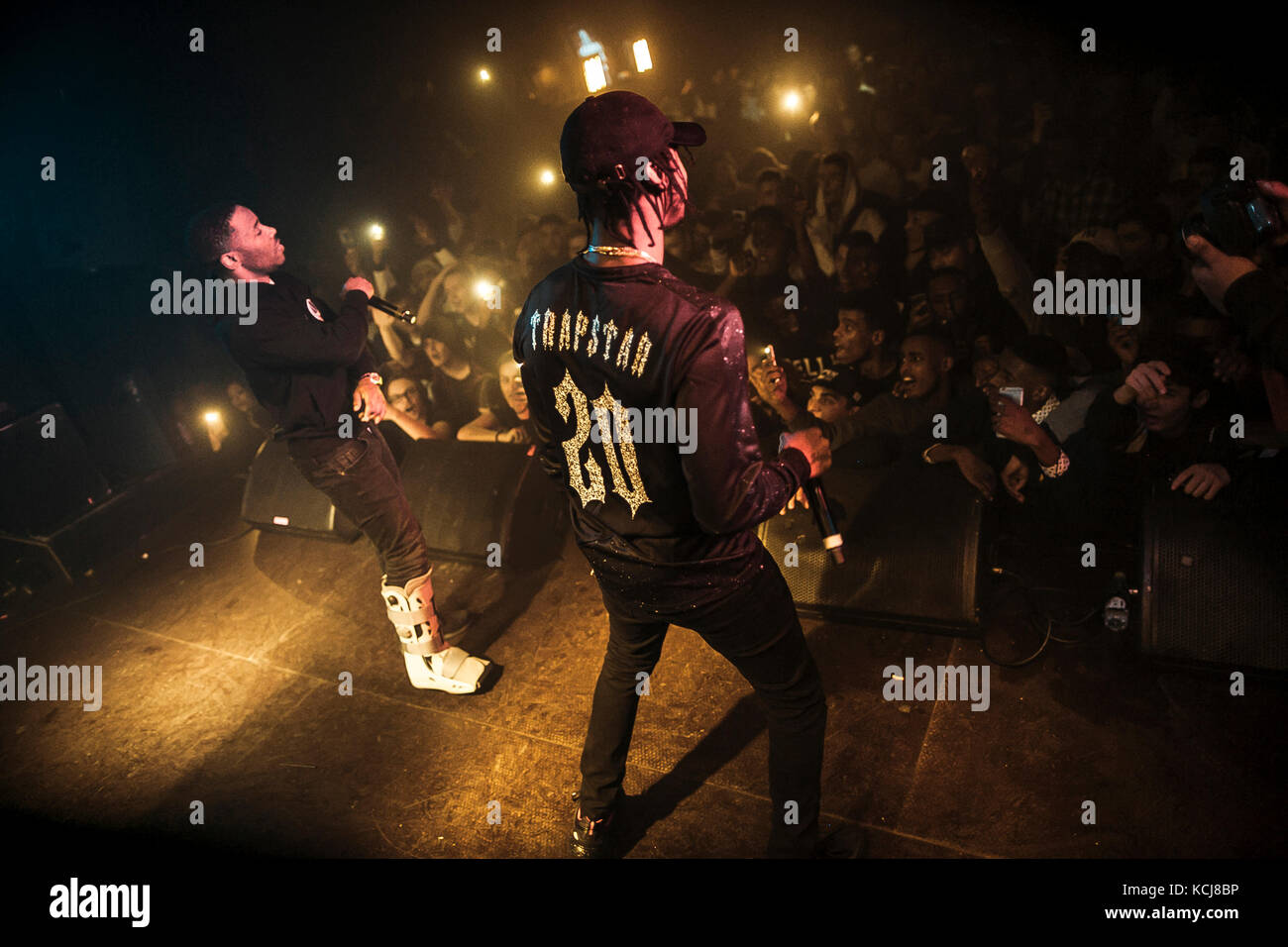 The English hip hop and grime rap duo Krept and Konan performs a live ...
