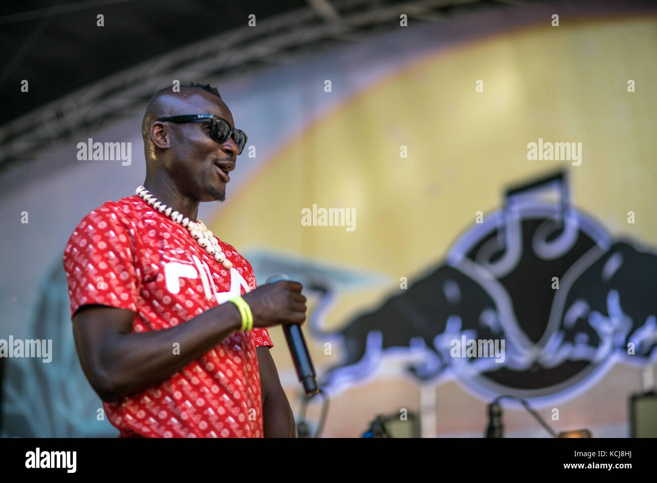 The Swedish rapper Madi Banja performs a live concert at The Red Bull ...