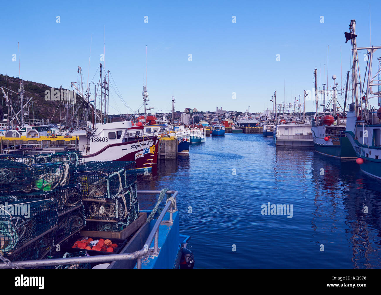 Fishing trawlers and lobster pots, St John's, Newfoundland, Canada ...