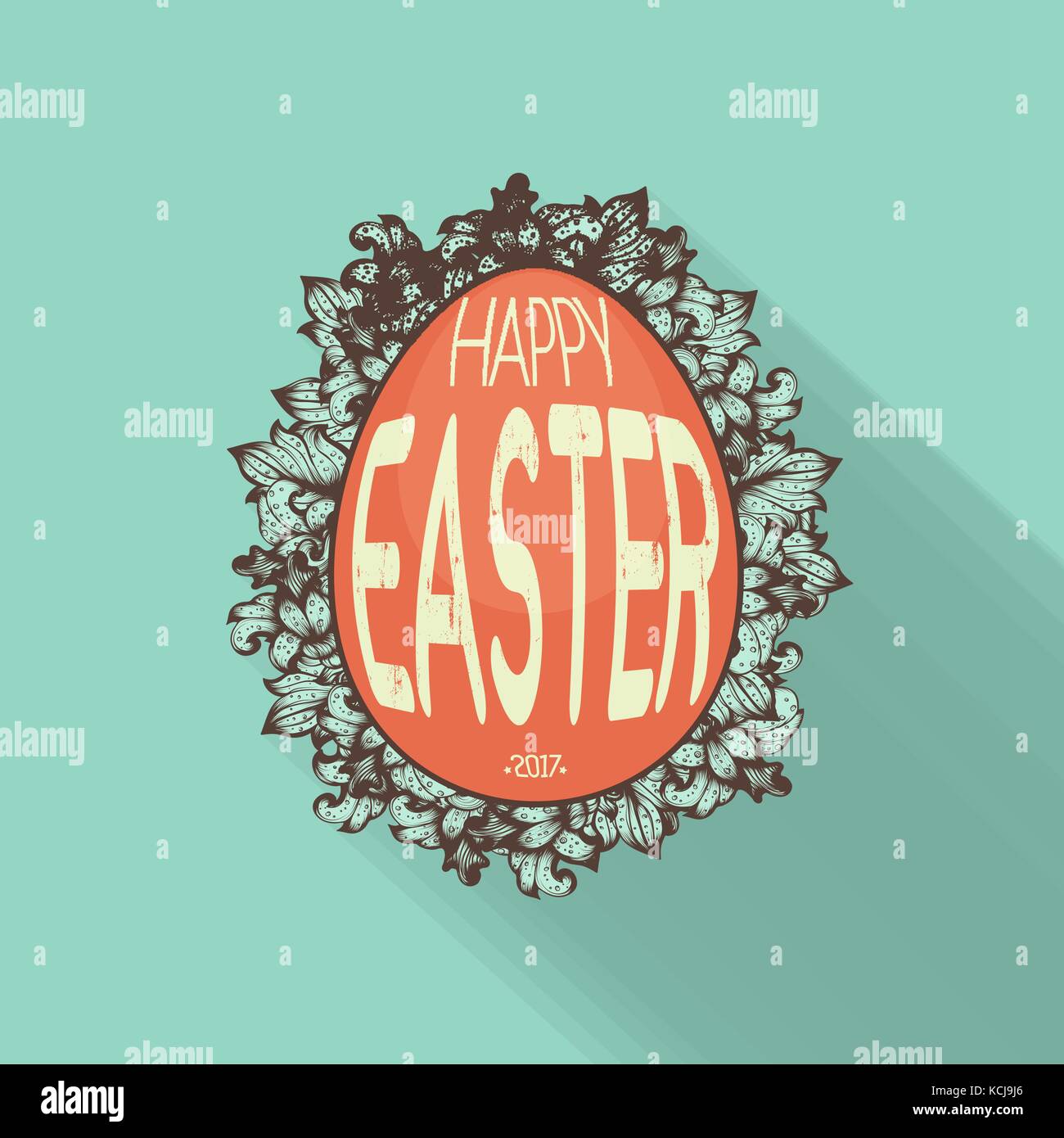 Hand Drawn Easter Egg With Flowers And Shadow Stock Vector Image & Art ...
