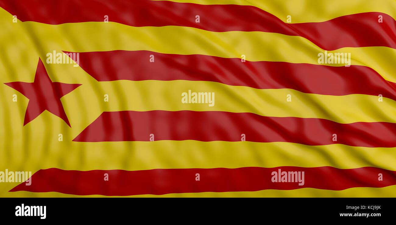 Catalonia waving flag texture background. 3d illustration Stock Photo ...