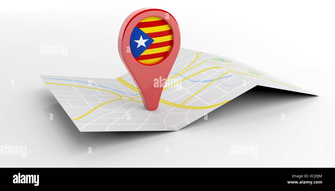 Catalonia map pointer isolated on white background. 3d illustration Stock Photo - Alamy