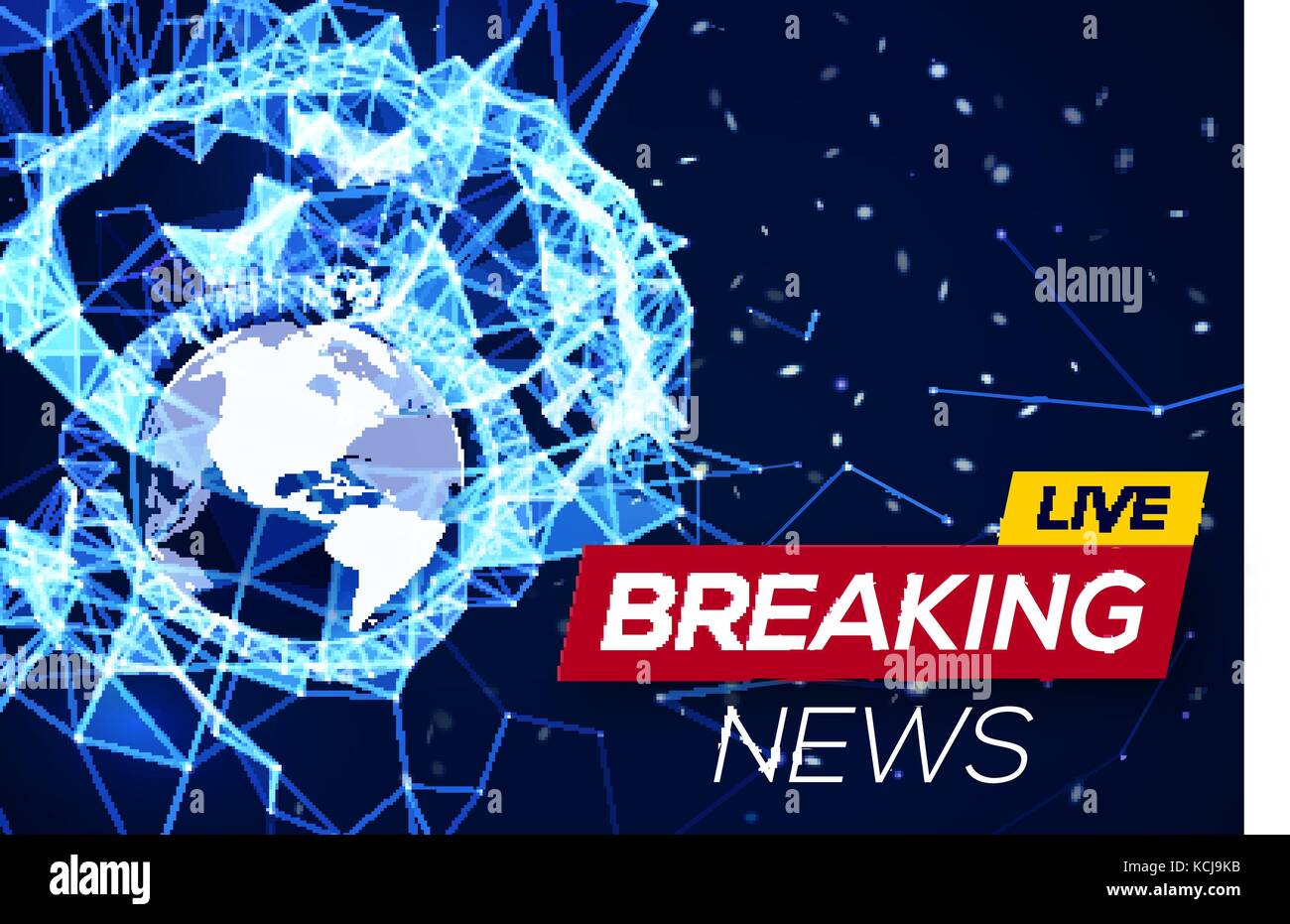 Breaking News Live Banner on Blue Glowing Plexus Structure Background ...