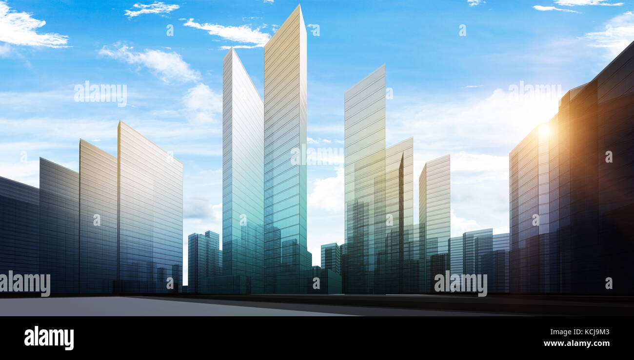 Abstract city scene 3d rendering Stock Photo - Alamy
