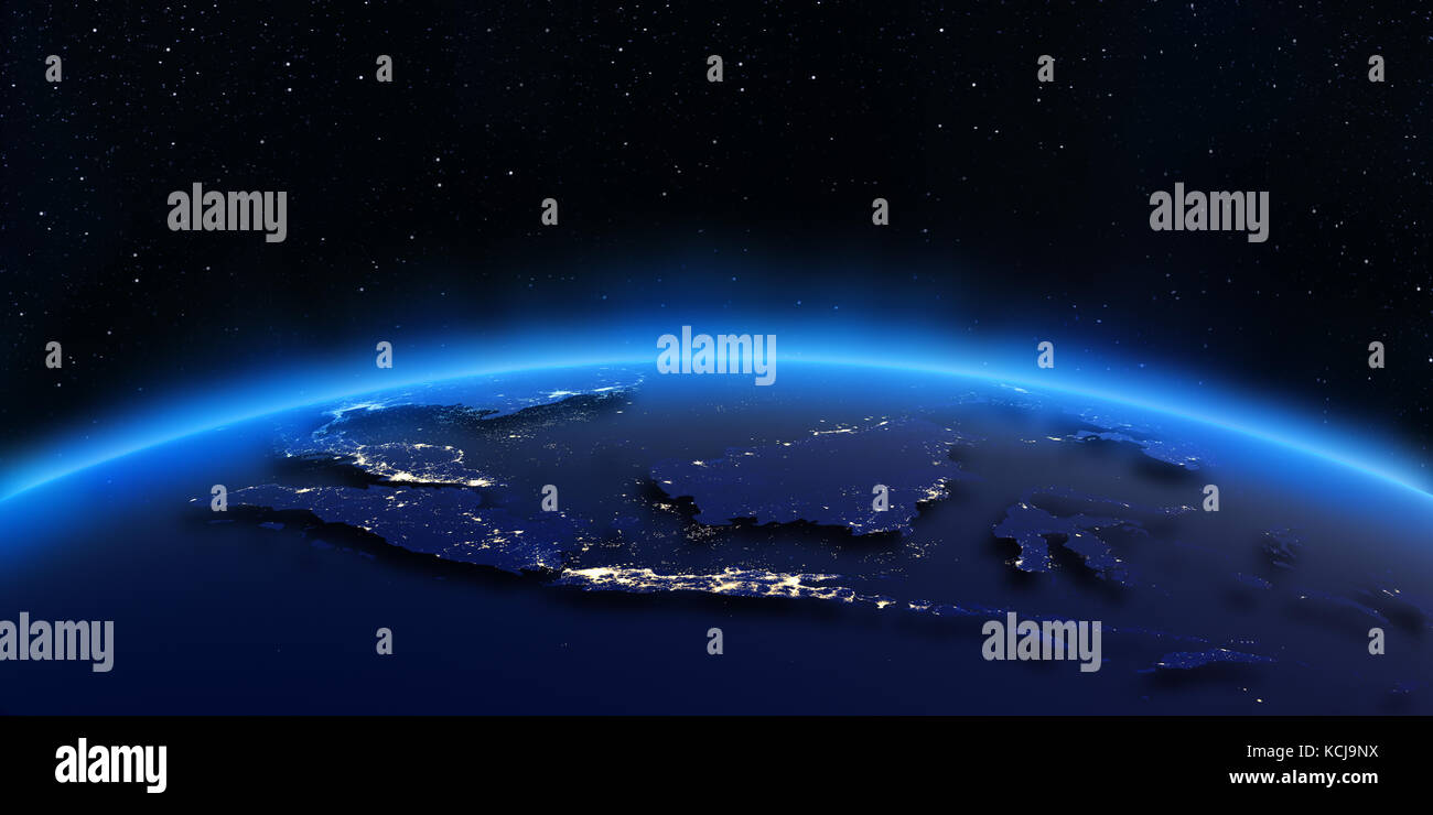 Indonesia city lights map 3d rendering Stock Photo - Alamy